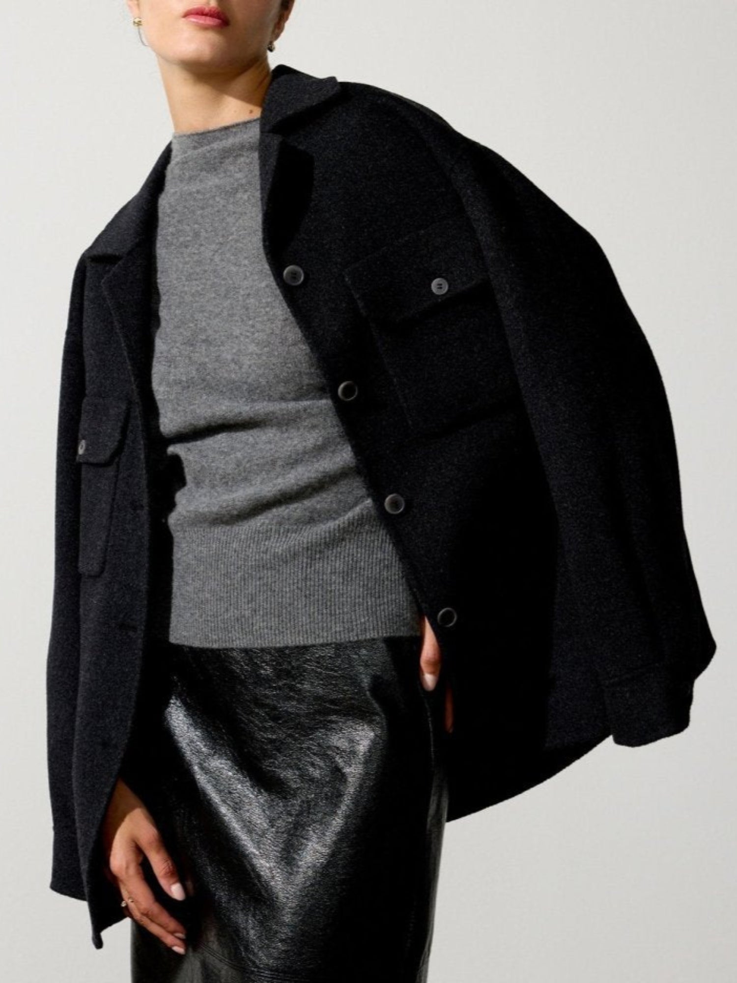 Women's Ezra Shirt Jacket in Dark Charcoal Mélange | Brochu Walker