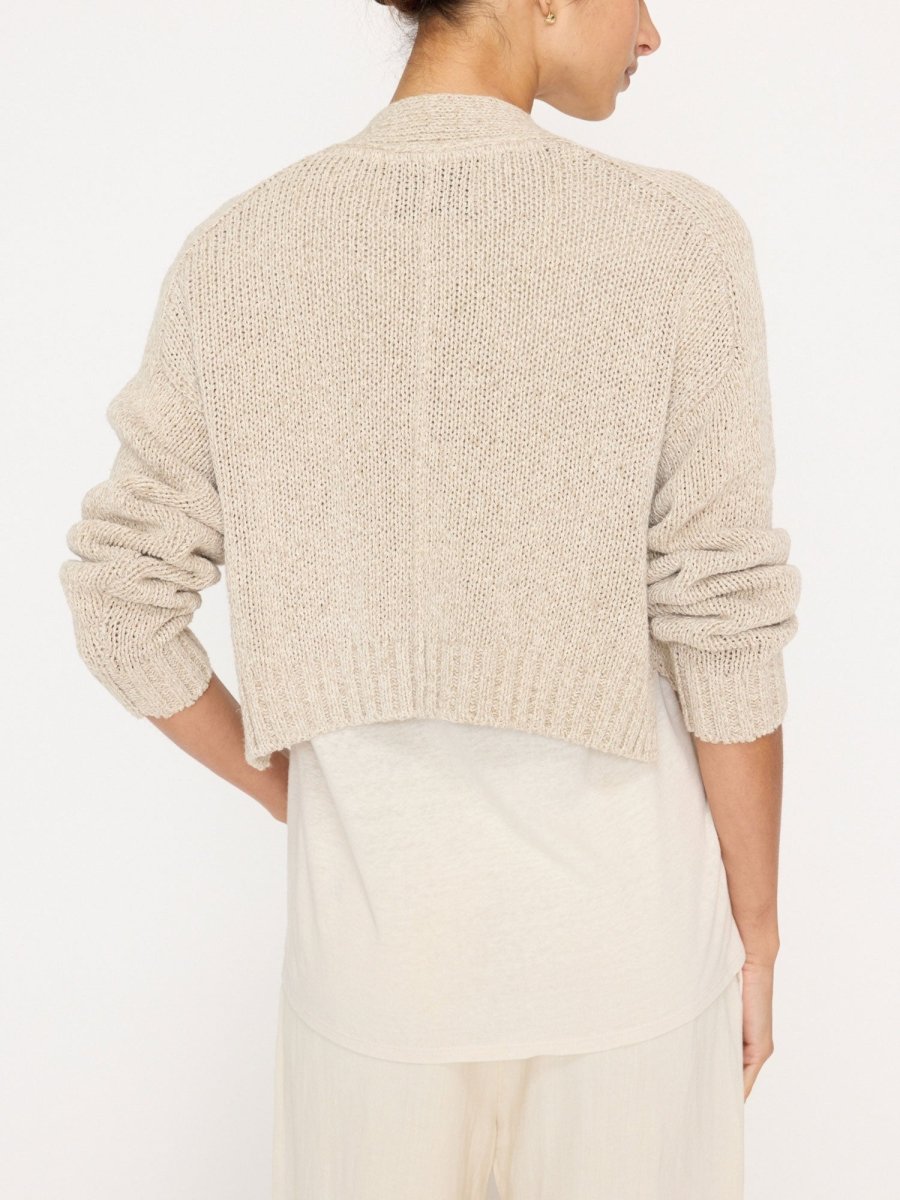 Women's Linen/Cotton Cropped Cardigan, Beige