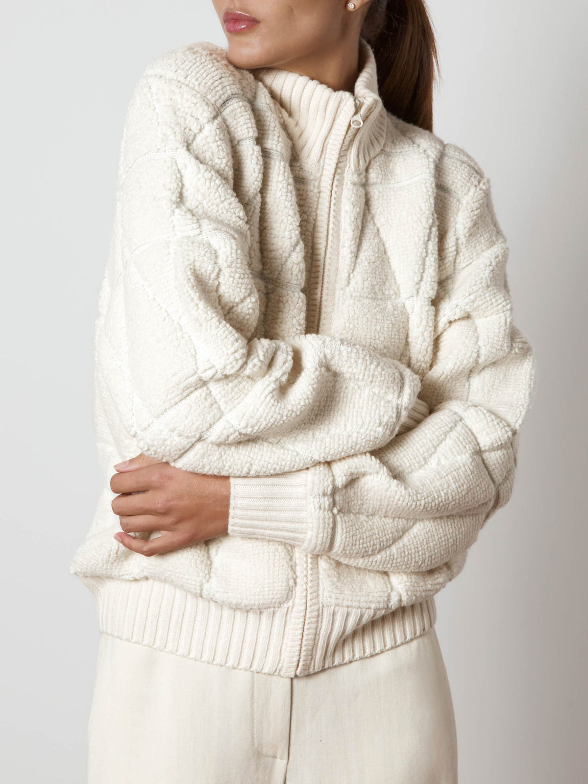 Women's Avalon Bomber Cardigan in Ivory | Brochu Walker