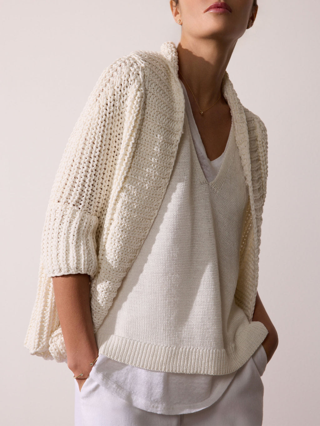 Women's Fida Shrug in Salt White