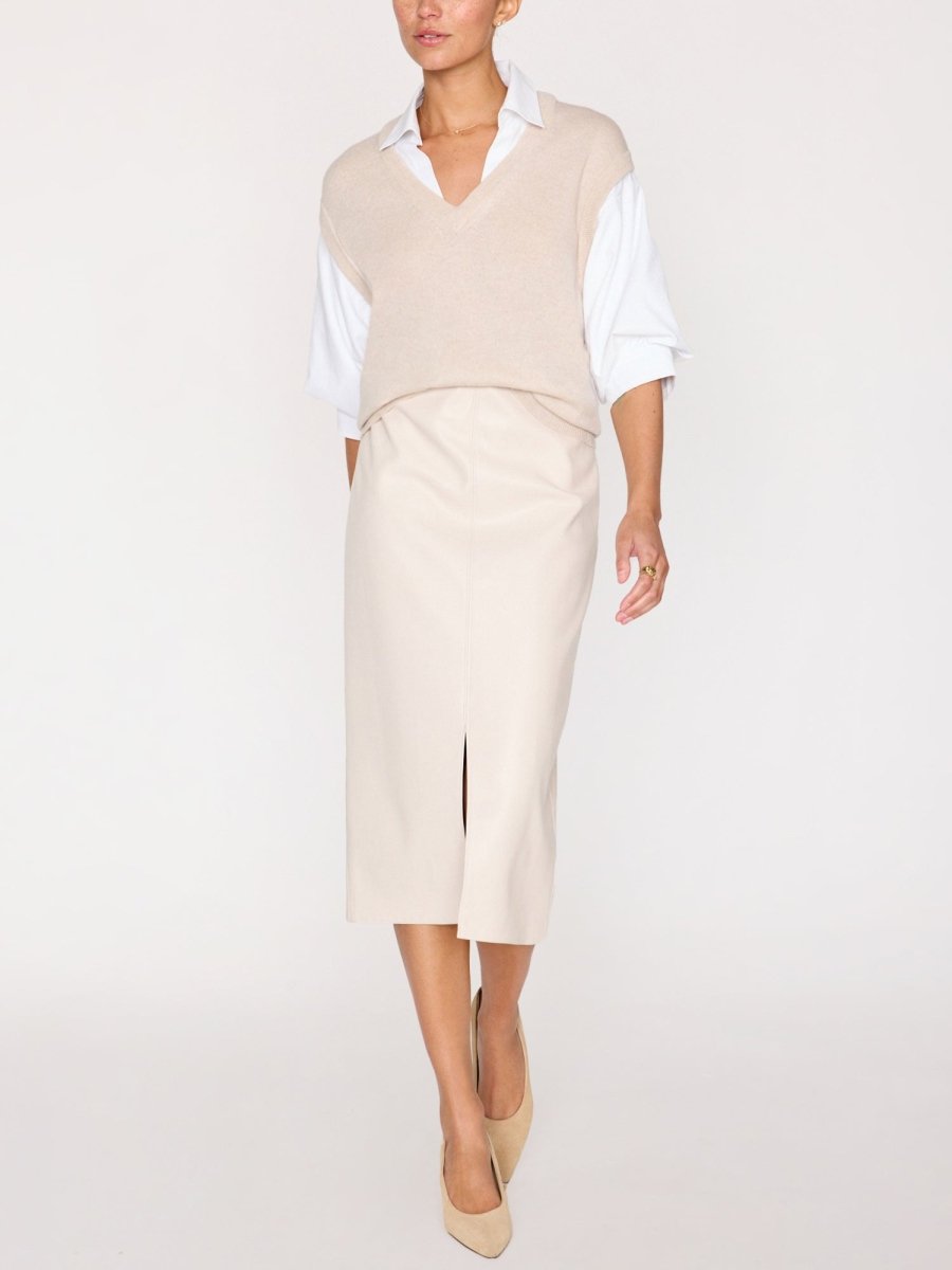 Women's Kate Shirt Looker in Almond Buff Mélange with White | Brochu Walker