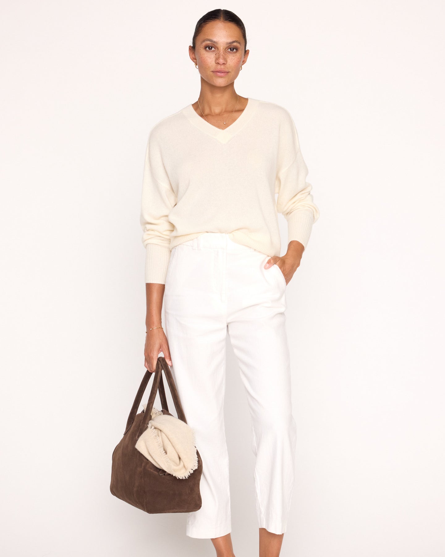 Women's Leia Vee Sweater in Almond