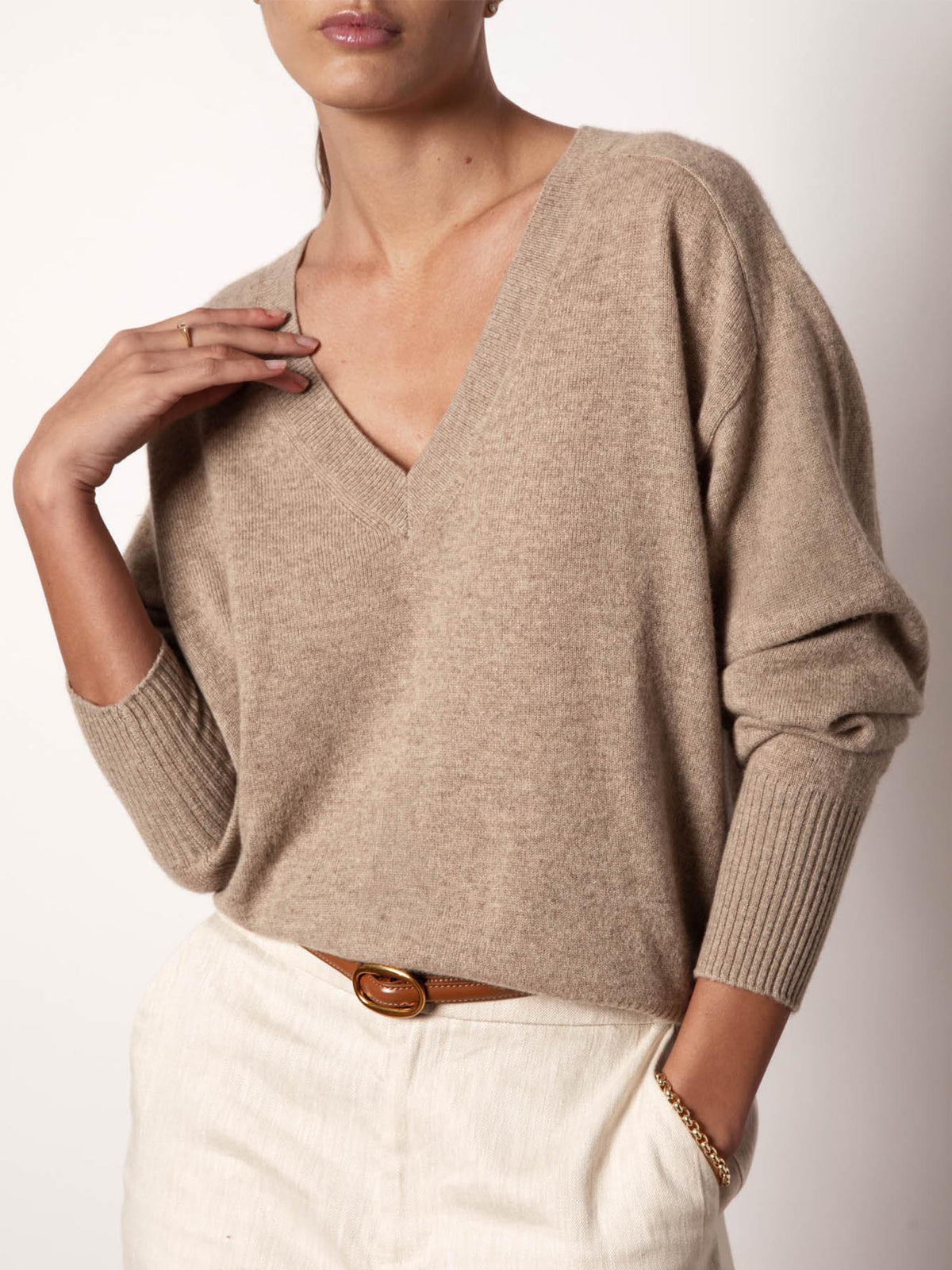 Women's Leia Vee Sweater in Earthen Mélange | Brochu Walker