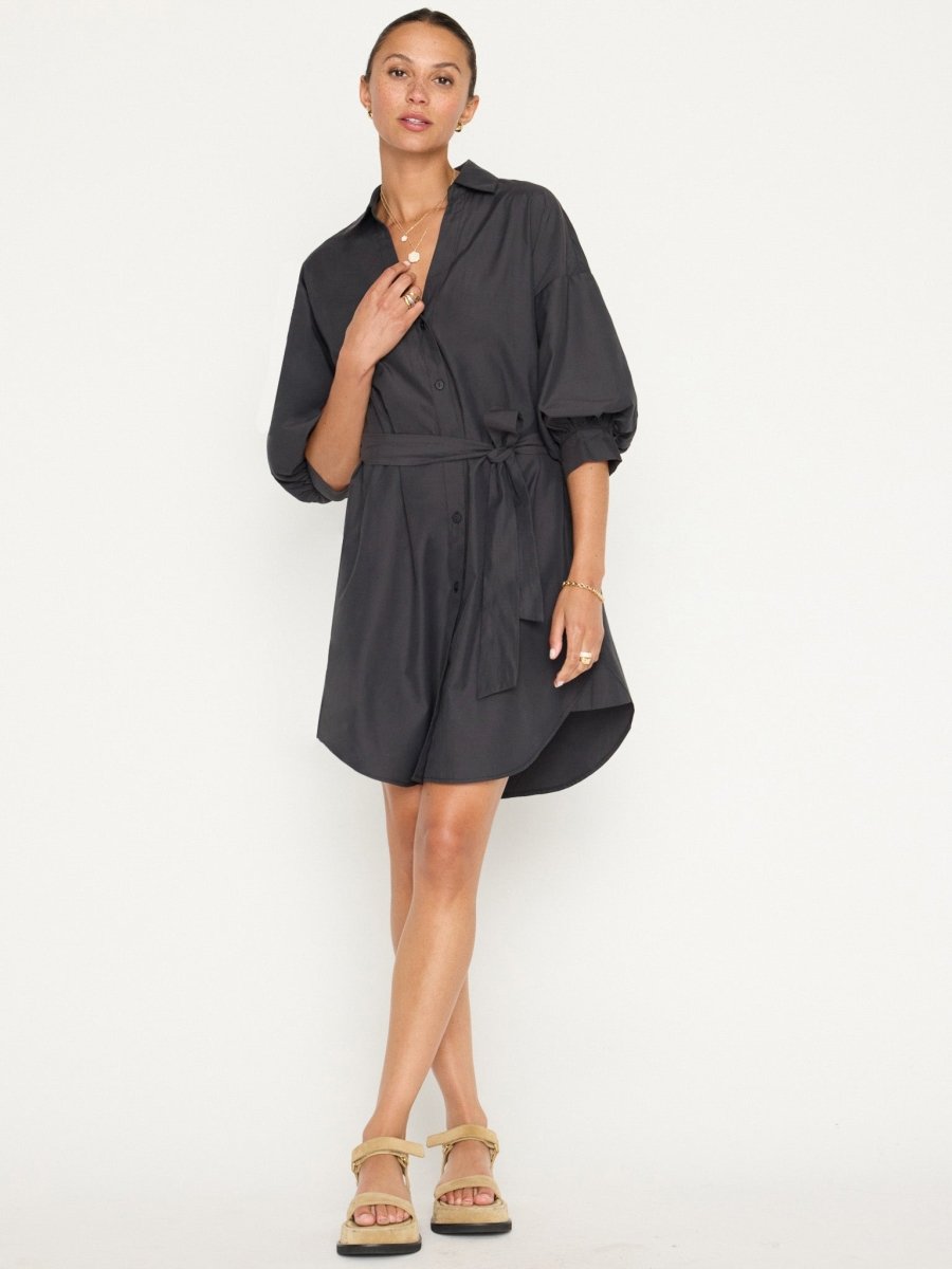 Women's Kate Belted Dress in Washed Black