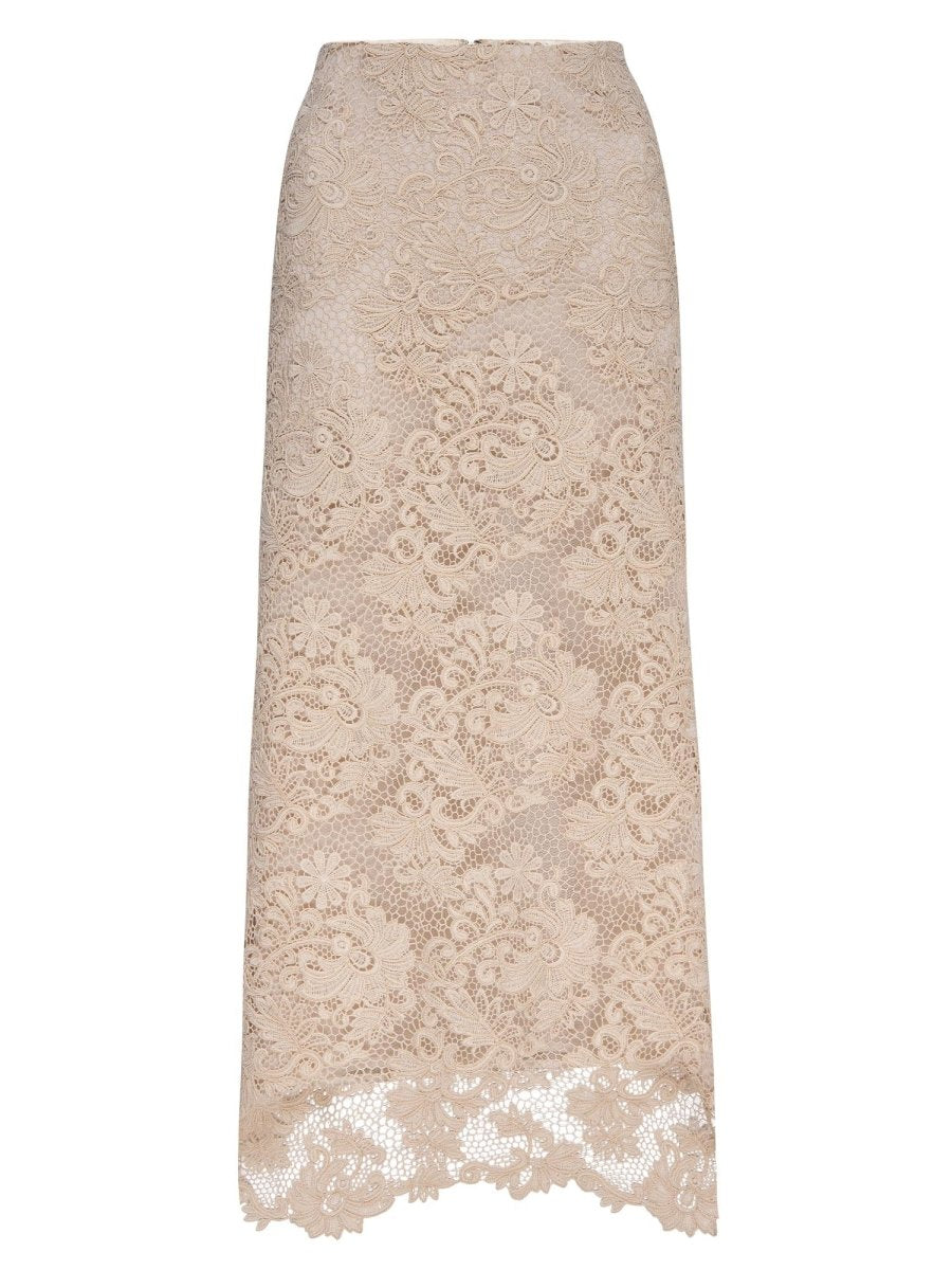 Mara Lace Skirt in Buff - Floral Lace Skirt - Brochu Walker