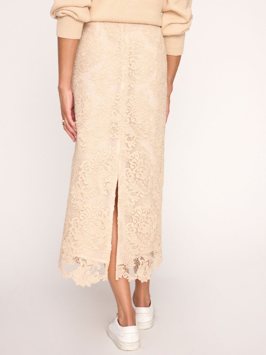 Mara Lace Skirt in Buff - Floral Lace Skirt - Brochu Walker