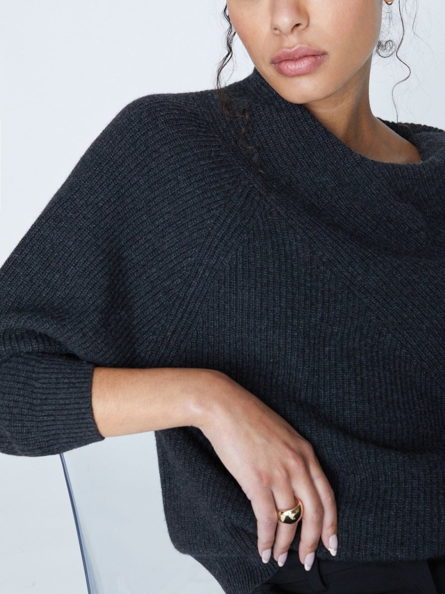 Women's Leith Cowl Neck Sweater, Dark Charcoal