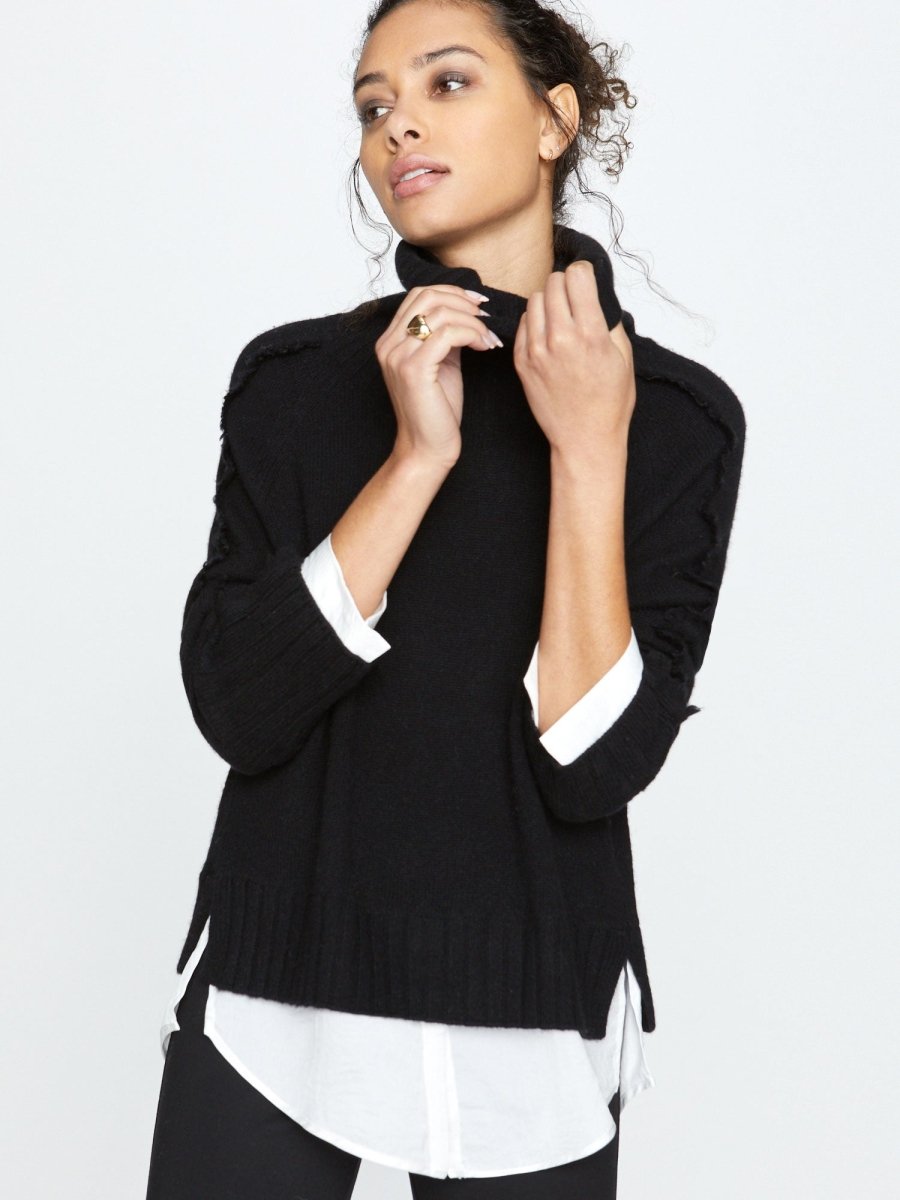 Women's Jolie Fringe Layered Looker, Black/White